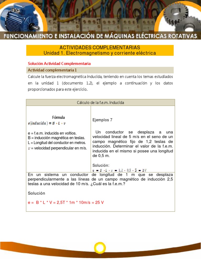 Act Complementarias U1 | PDF | Energia electrica | Inductor