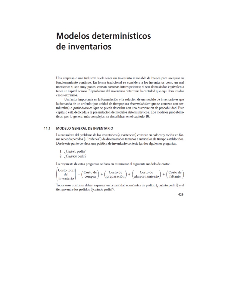 Modelo Deterministico de Inventarios de Taha | PDF