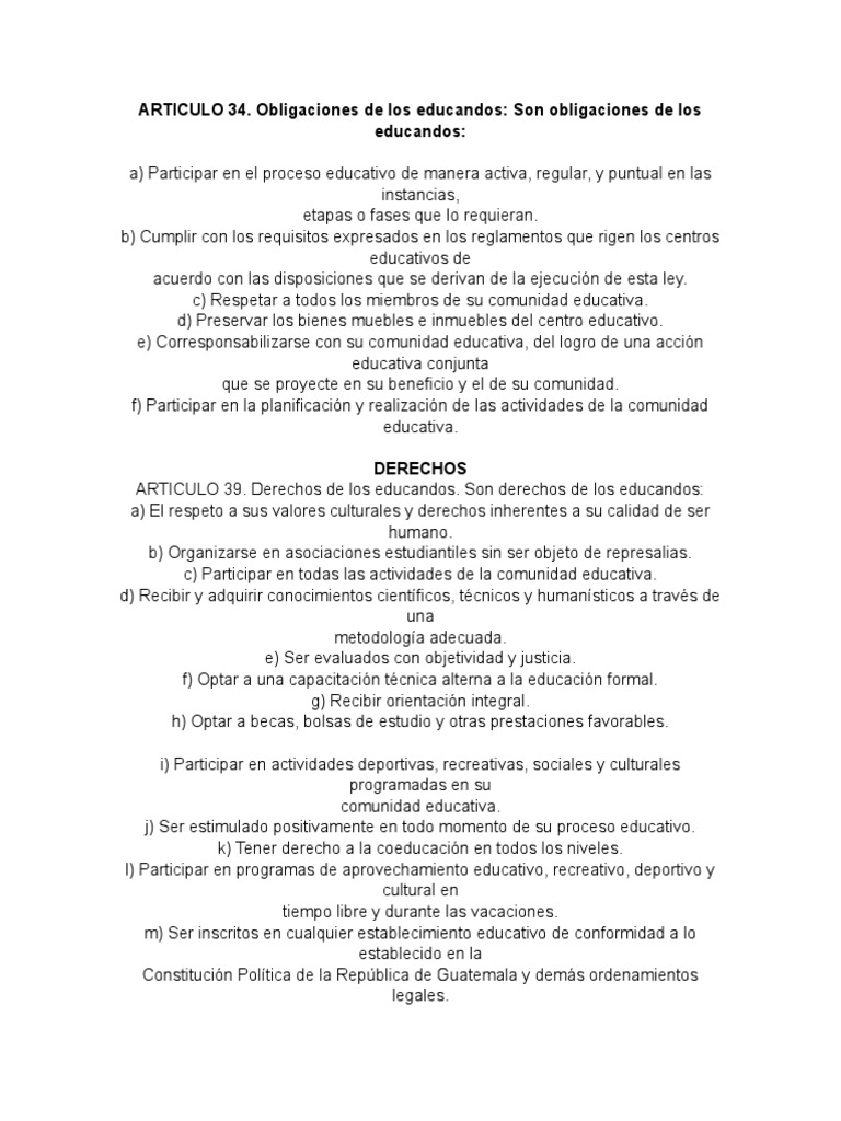 Articulo 34 Ley Educacion | PDF | Instituciones sociales | Ciencias ...
