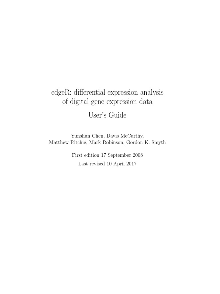 A Comprehensive Guide to Differential Expression Analysis of Digital Gene Expression Data Using ...