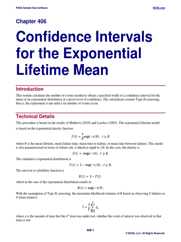 Confidence Intervals For The Exponential Lifetime Mean | Download Free ...