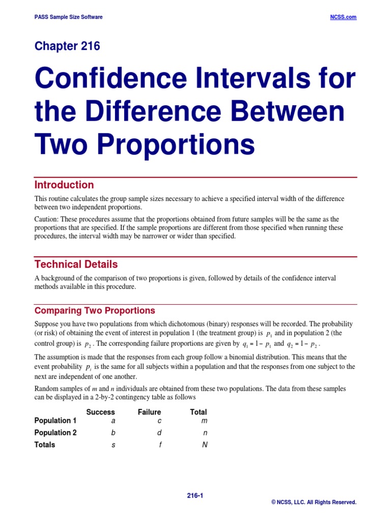 Confidence Intervals For The Difference Between Two Proportions | PDF ...