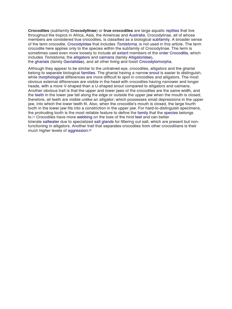 Reptiles Australia Subfamily Crocodylidae Extant Order Crocodilia ...