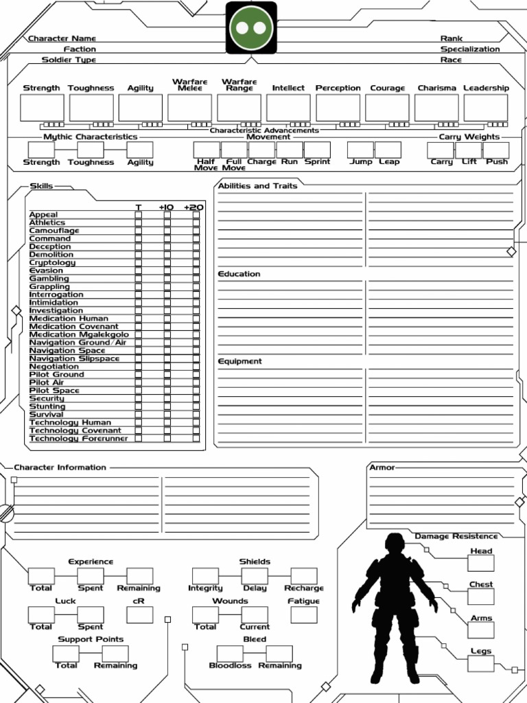 Halo Mythic Character Sheet PDF | PDF