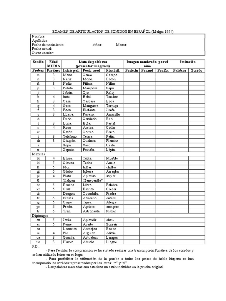 Protocoloco de Evaluacion Maria Melgar Nuevo | PDF | Idiomas