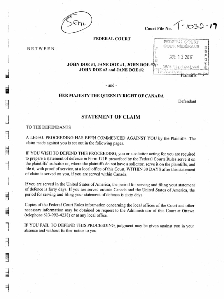CSIS Civil Suit Statement of Claim | PDF
