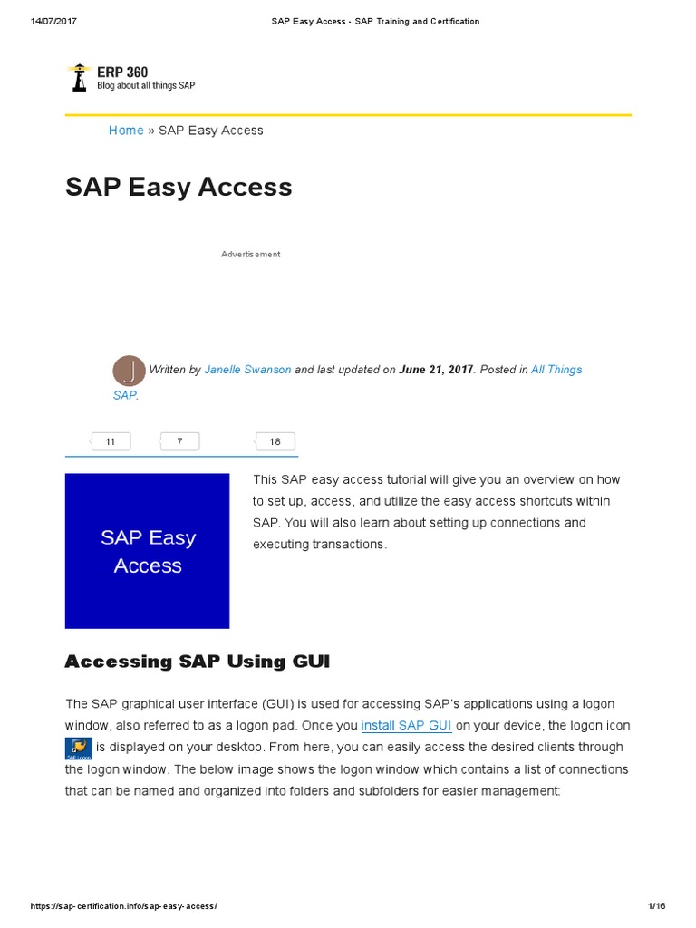 SAP Easy Access - SAP Training and Certification | Graphical User ...