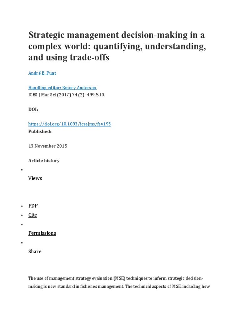 Strategic Management Decision | Download Free PDF | Trade Off ...