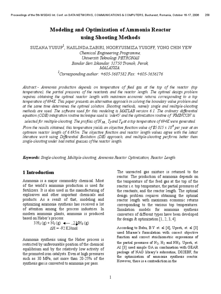 Ammonia Reactor | PDF | Mathematical Optimization | Chemical Reactor