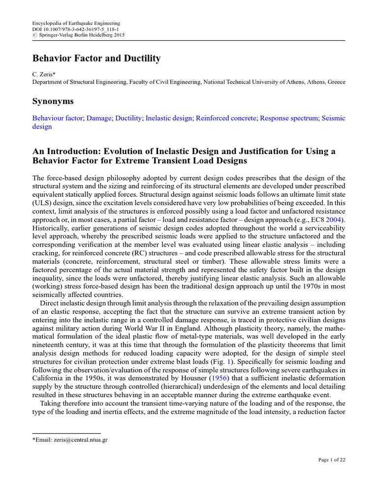 Behavior Factor and Ductility | PDF | Elasticity (Physics) | Earthquake ...