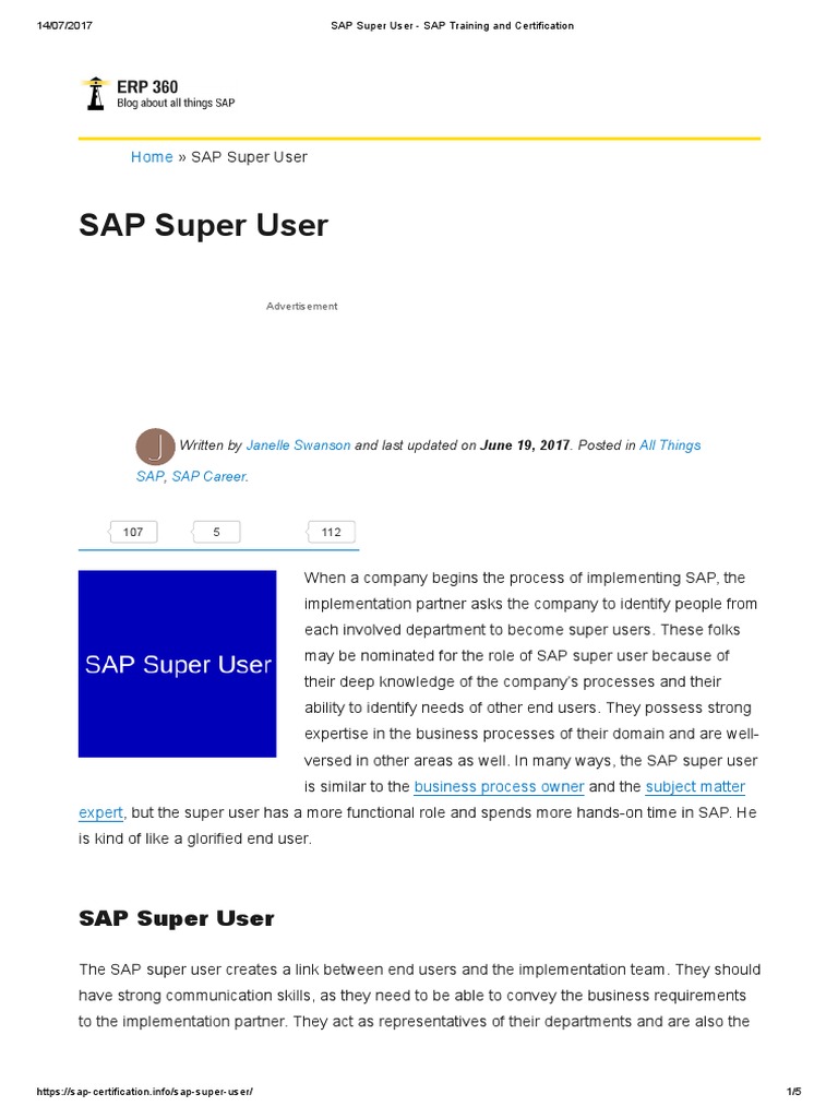 SAP Super User - SAP Training and Certification | Expert | Documentation