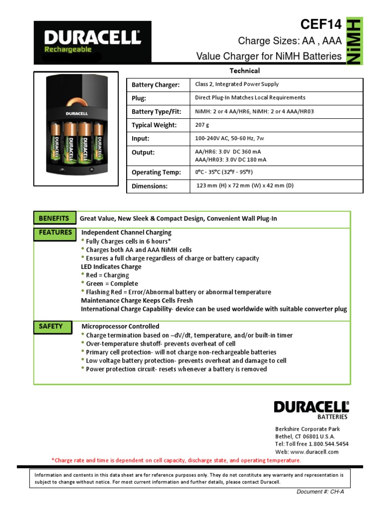 Duracell CEF14 Charger Instructions | PDF | Battery Charger | Power ...