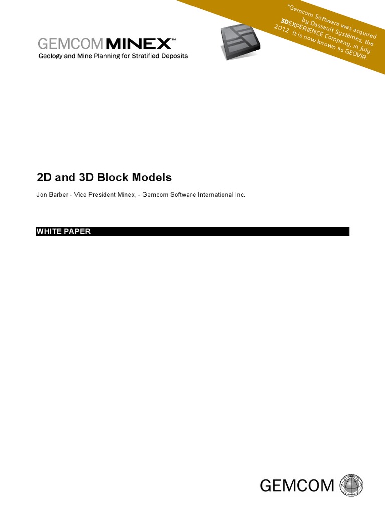 2D and 3D Block Models: White Paper | PDF | 3 D Modeling | Coal Mining