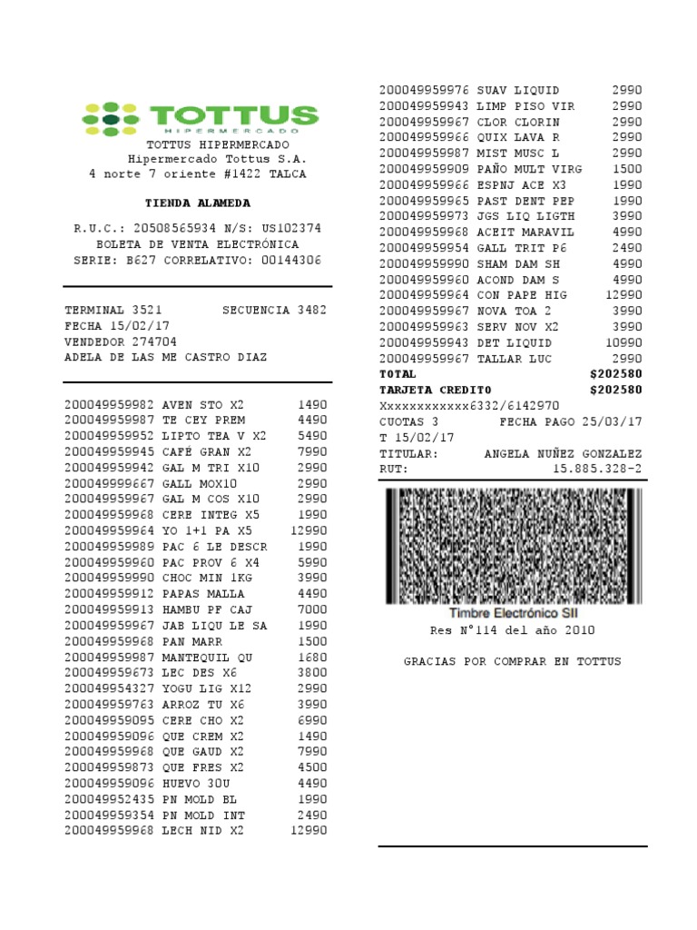 Tottus Hipermercado Lista | PDF