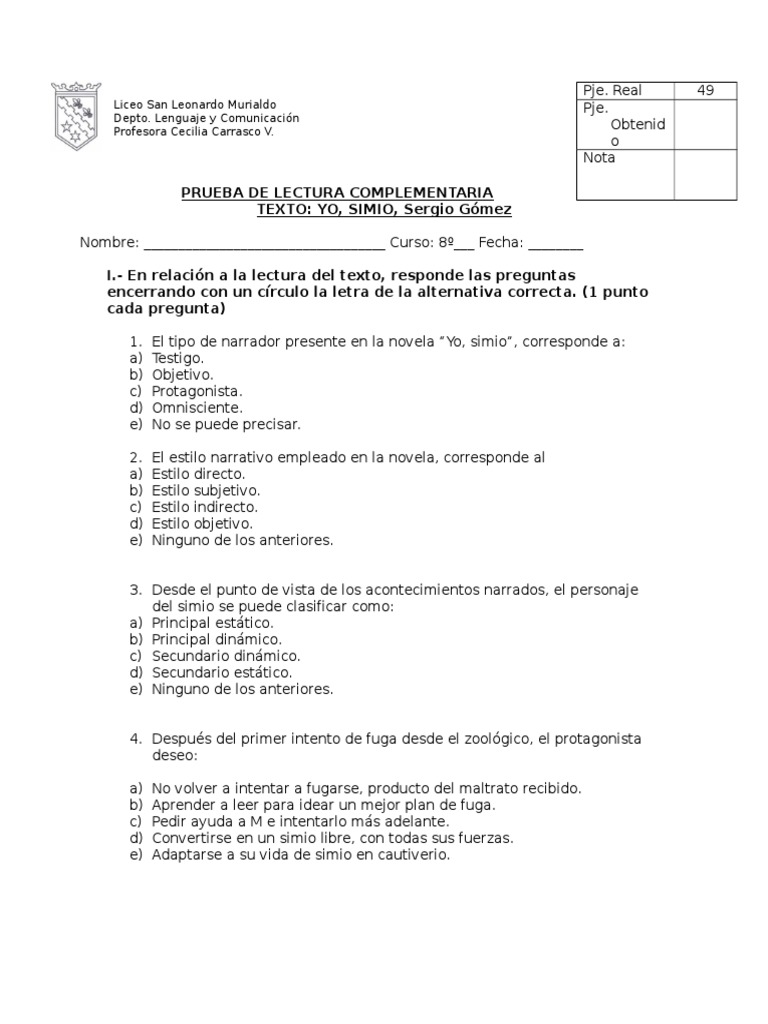 Yo, Simio | PDF | Narración | Idiomas
