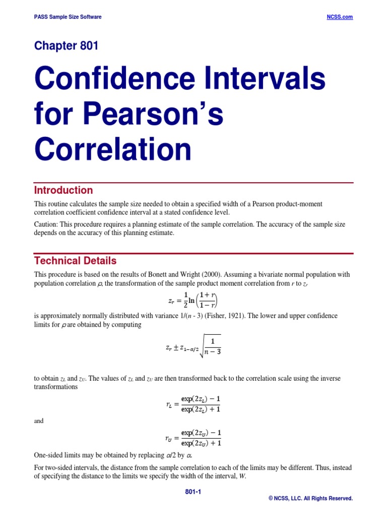 Confidence Intervals For Pearson's Correlation | PDF | Confidence ...
