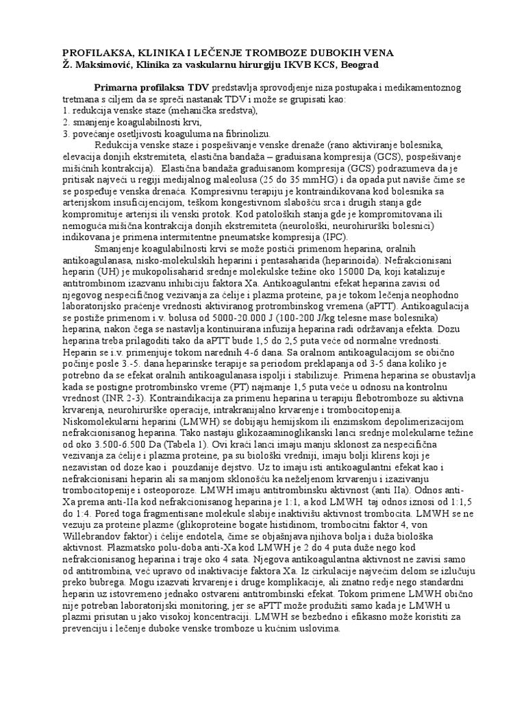 Tromboze Dubokih Vena | PDF