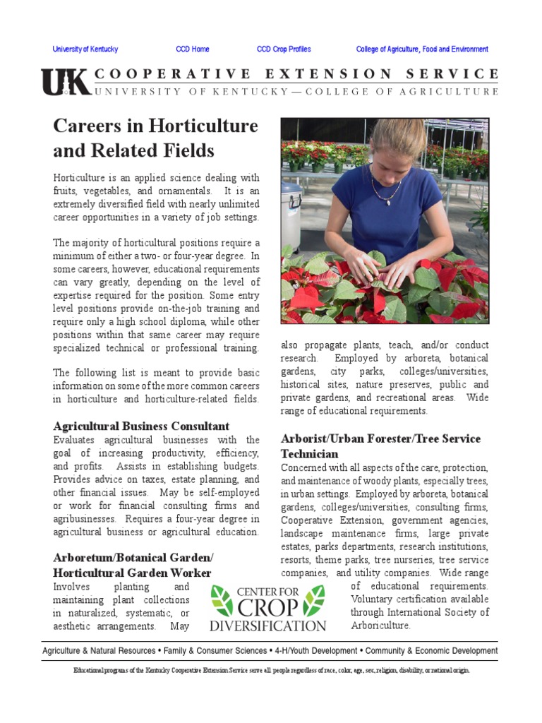 Careers in Horticulture and Related Fields: A Guide to Opportunities in ...