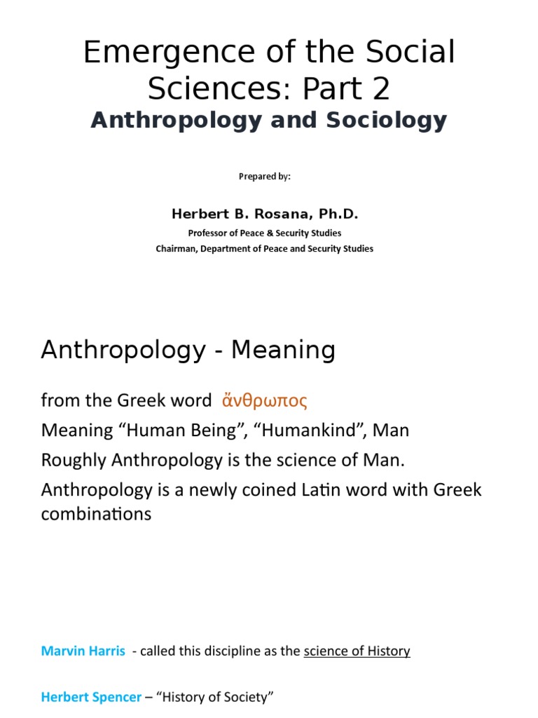 Lecture 2 Anthropology and Sociology | PDF | Sociology | Anthropology