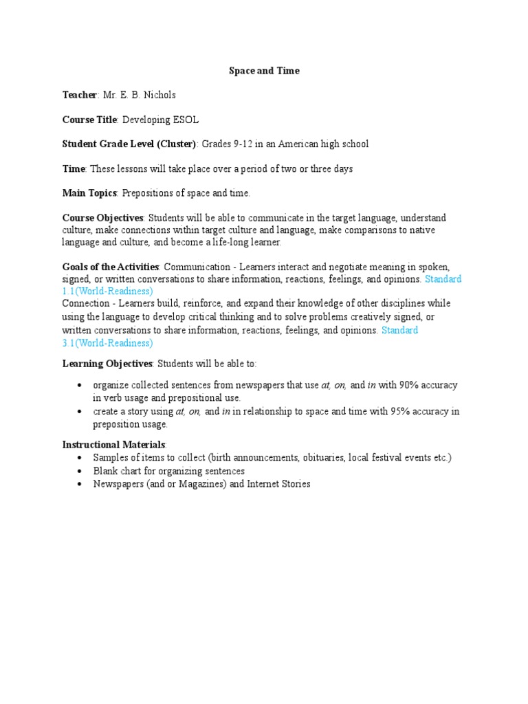 Project 1 Lesson Plan Web | PDF | Lesson Plan | Learning