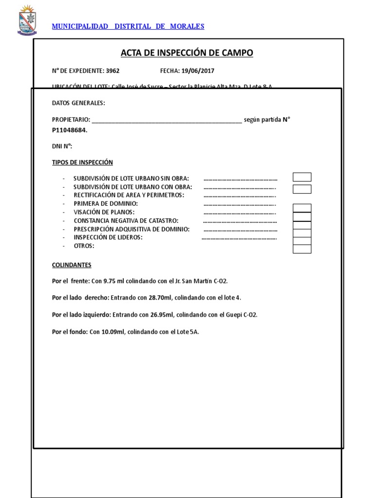 Acta de Inspección de Campo