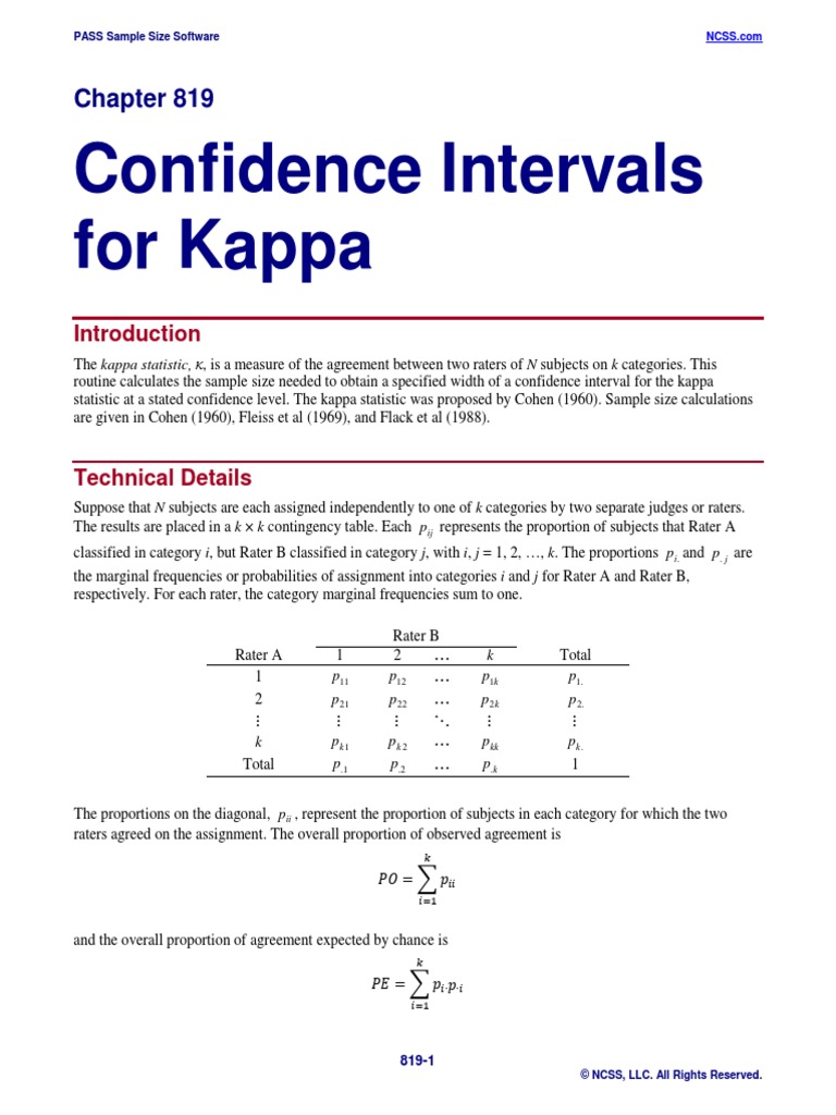 Confidence Intervals For Kappa | PDF | Standard Deviation | Confidence ...