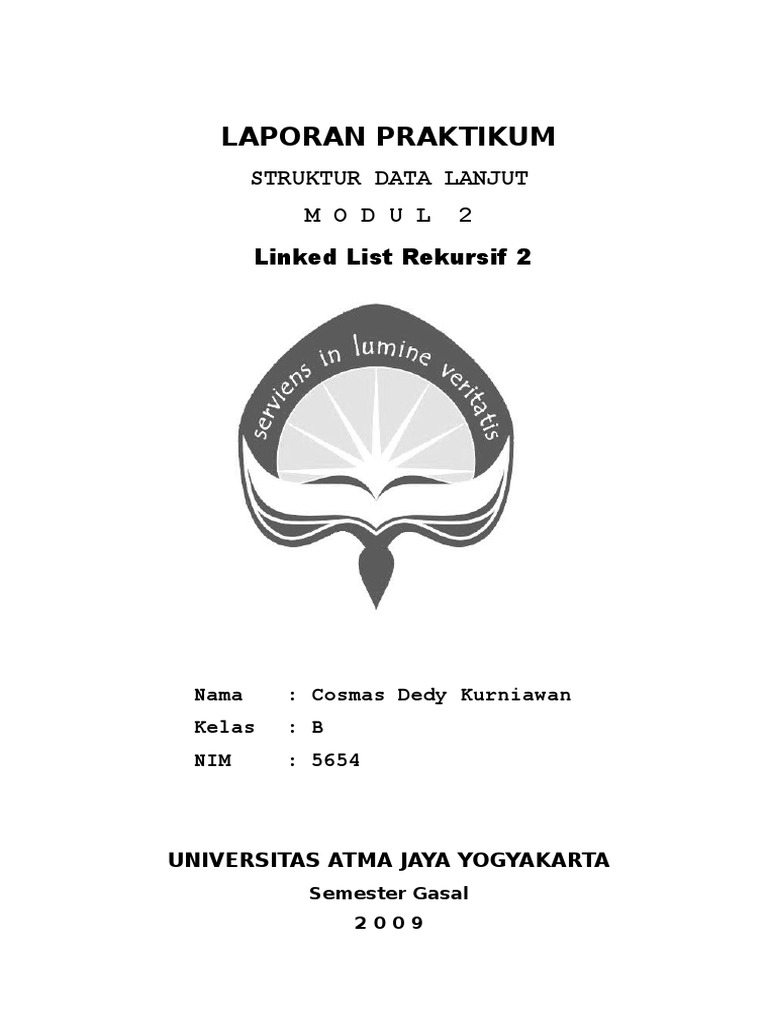 Laporan Struktur Data Lanjut Modul 2 - Linked List Rekursif 2 | PDF