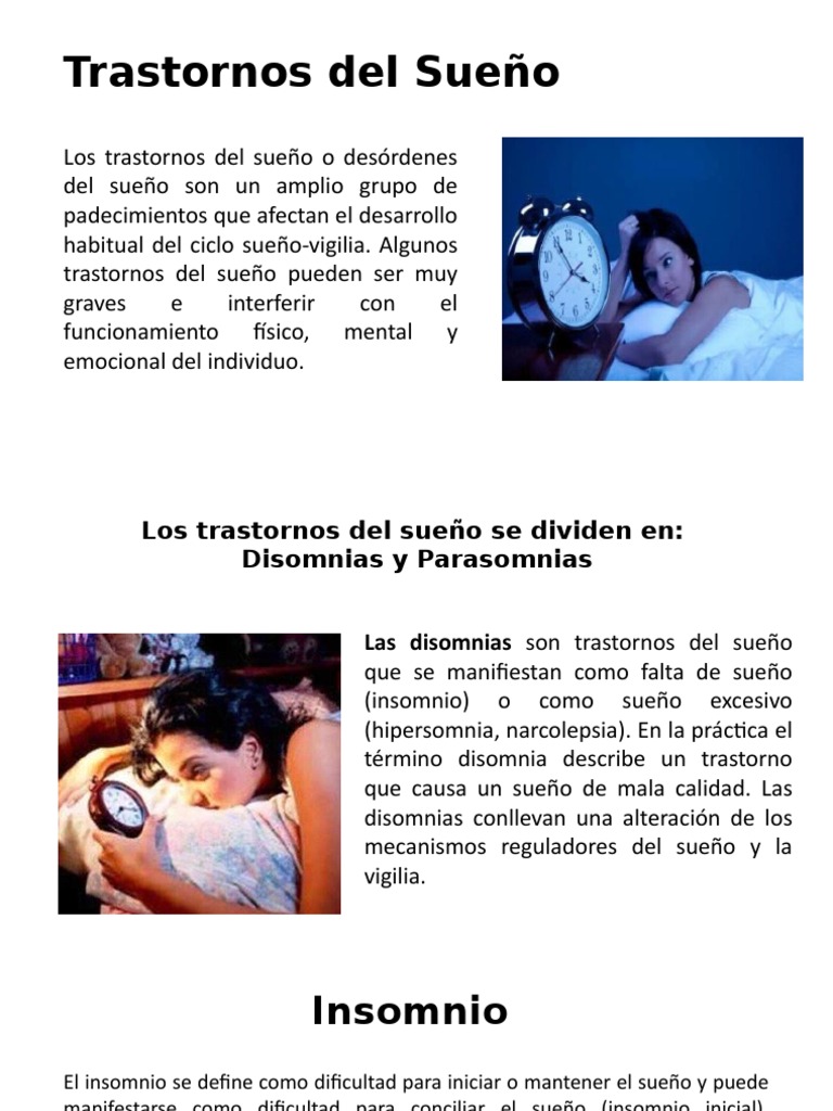 Trastornos del Sueño: Disomnias y Parasomnias | PDF | Dormir | Desorden ...