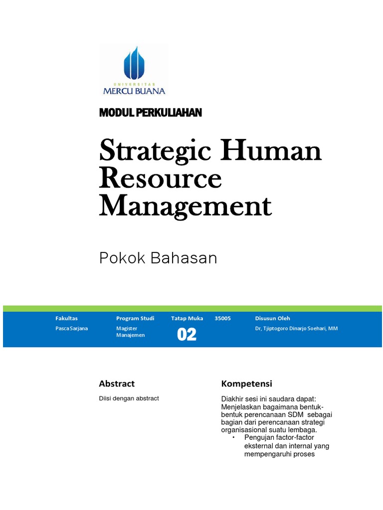 Modul Strategic Human Resource Management (TM2) | PDF
