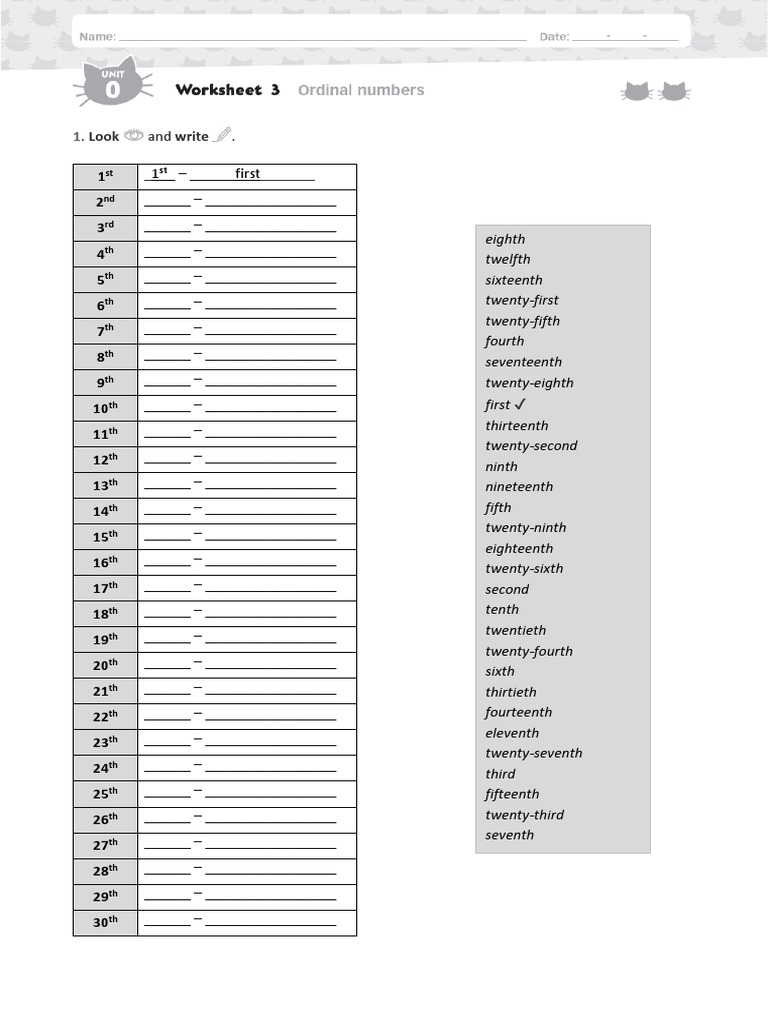Look and Write: ST ND RD TH TH TH TH TH TH TH TH TH TH TH TH TH TH TH ...