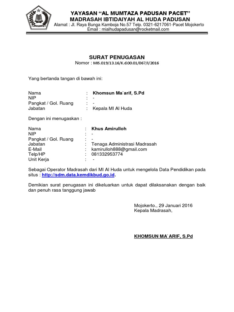 Contoh Surat Tugas Verval SDM | PDF