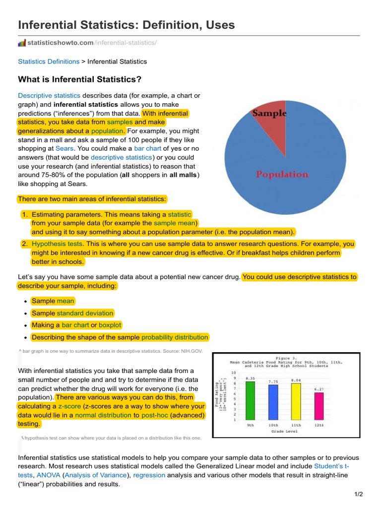 Inferential Statistics Definition Uses | PDF | Statistical Inference ...
