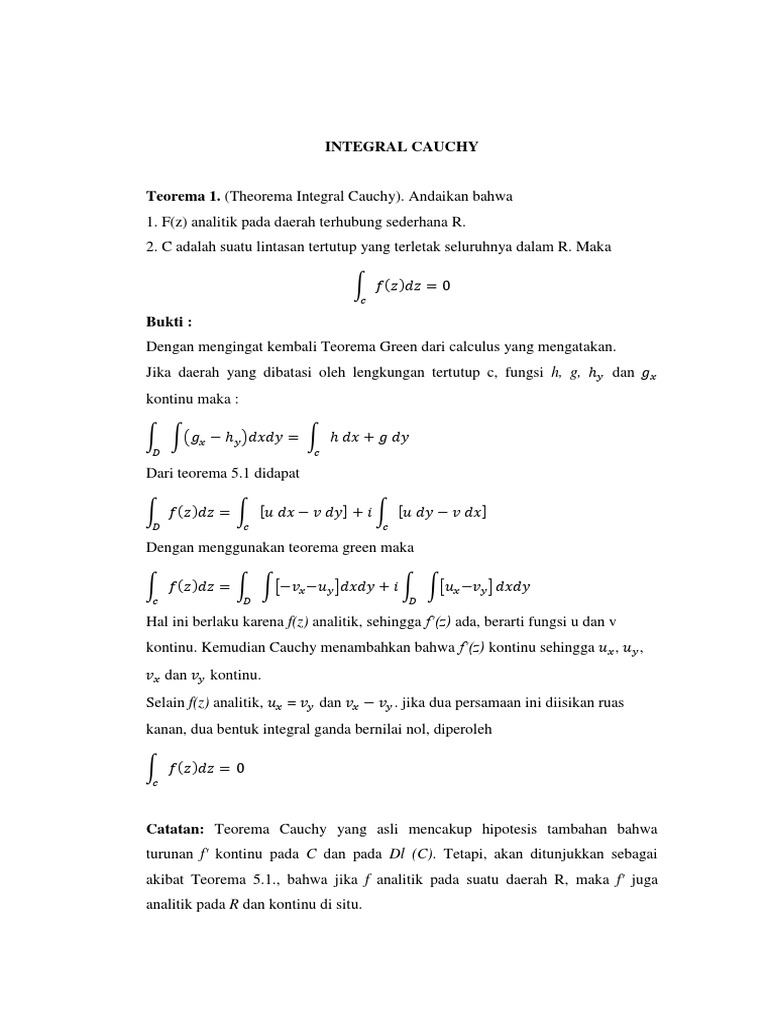 Integral Cauchy | PDF | Metode & Bahan Ajar | Sains & Matematika