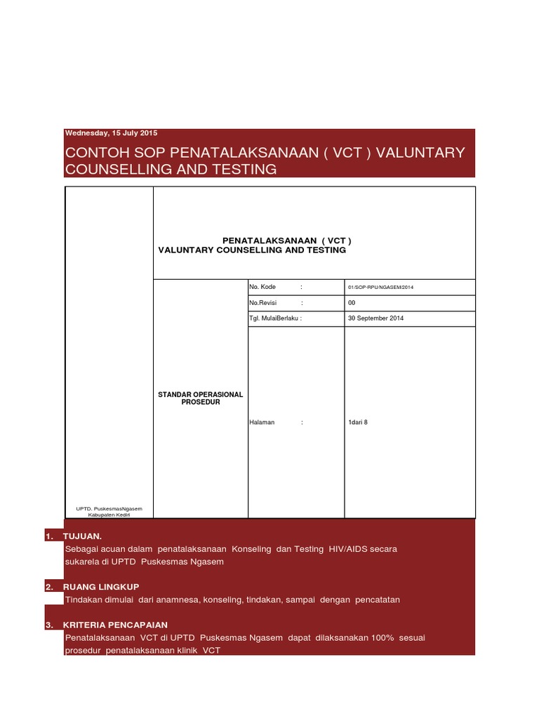 Contoh Sop VCT | PDF