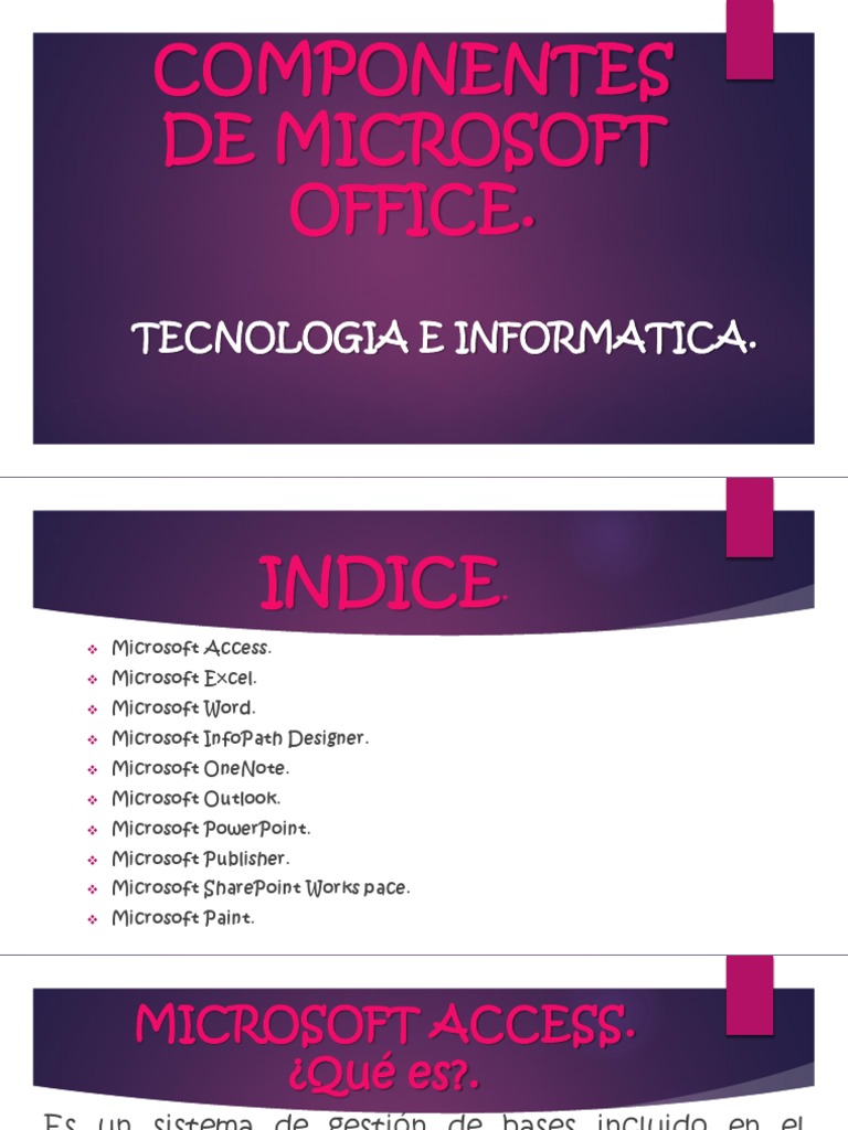 Componentes de Microsoft Office | PDF | Microsoft Office | Microsoft