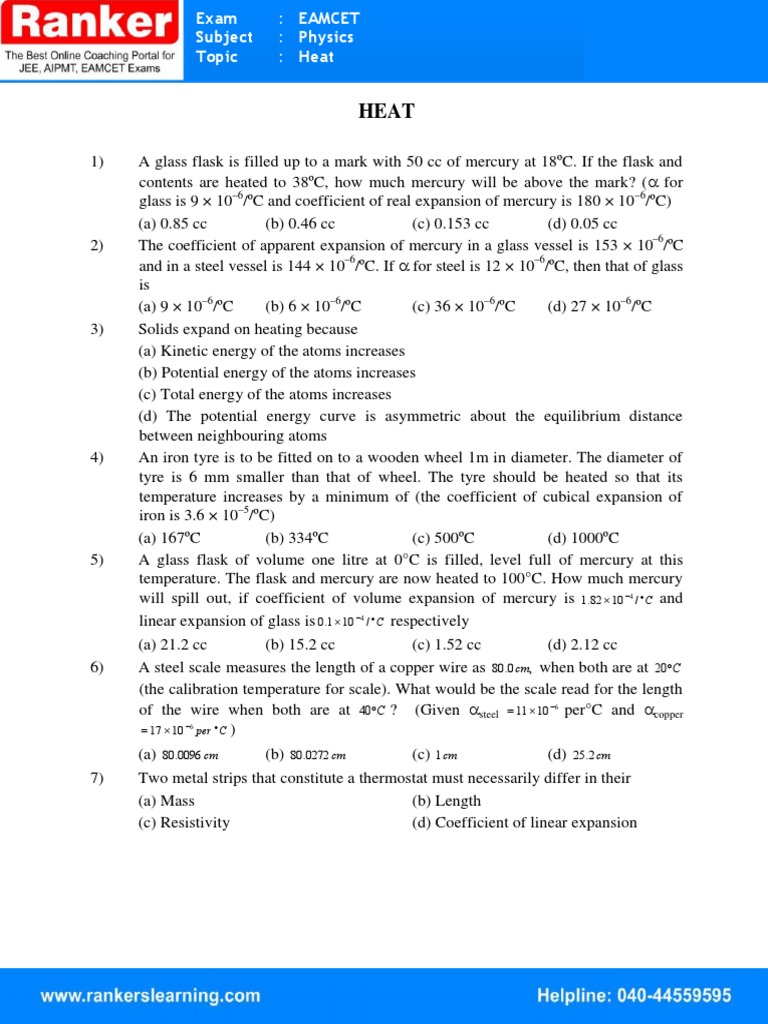 02 Heat Question-Bank | PDF | Temperature | Heat