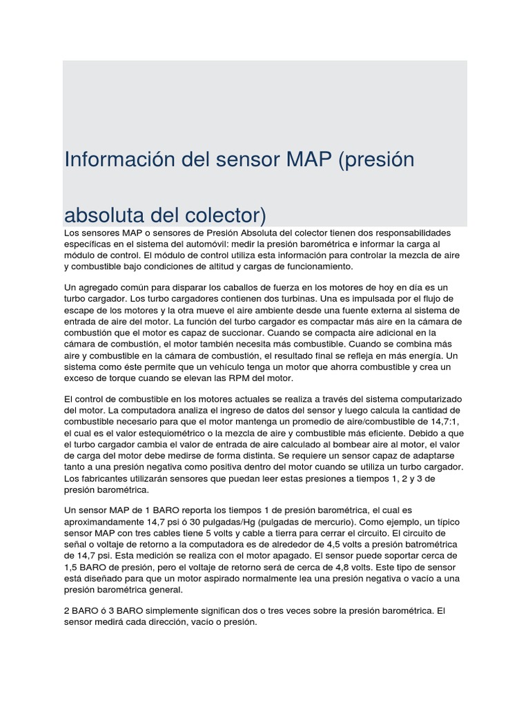 Información Del Sensor MAP | PDF | Turbocompresor | Combustión