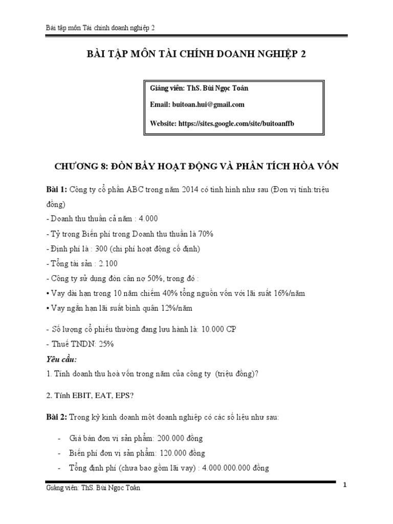 Bài tập TCDN2 | PDF