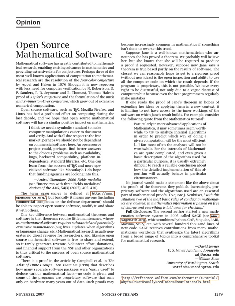 Open Source Mathematics Software | PDF | Conjecture | Software