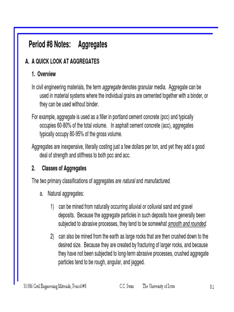 Period #8 Notes: Aggregates: A. A Quick Look at Aggregates 1. Overview ...