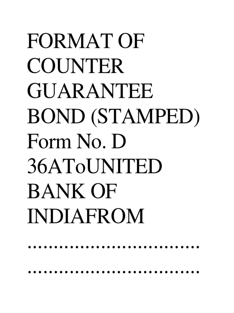 Format of Counter Guarantee Bond