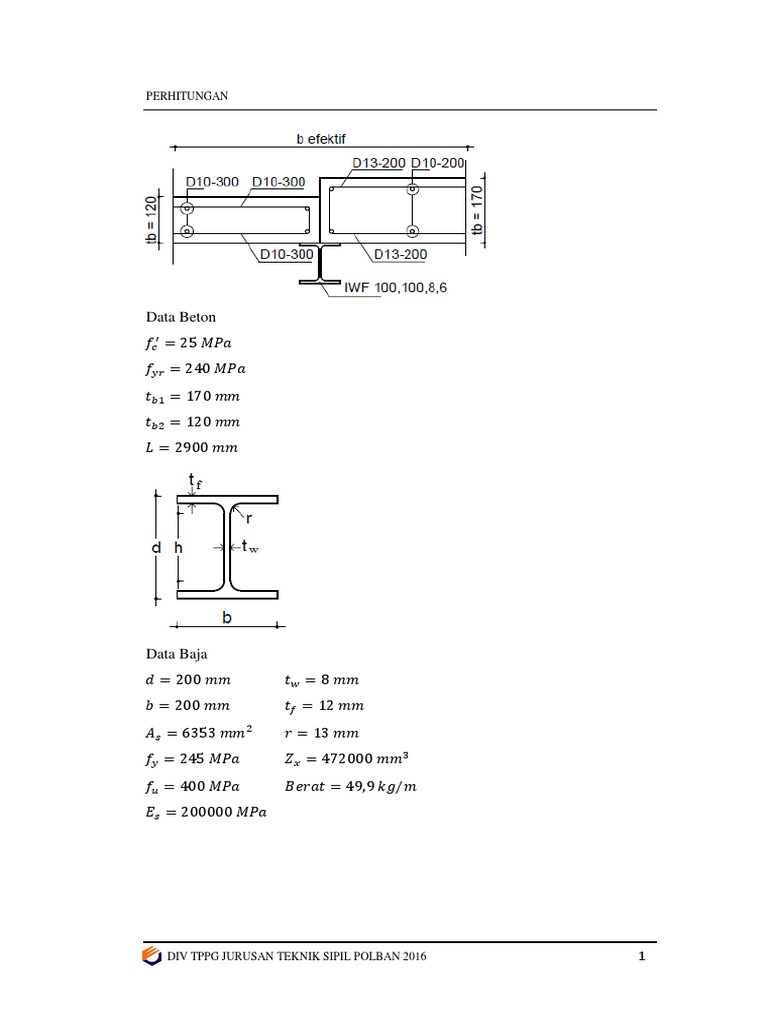 Profil dan Perhitungan Baja WF 200 | PDF | Metode & Bahan Ajar | Sains ...