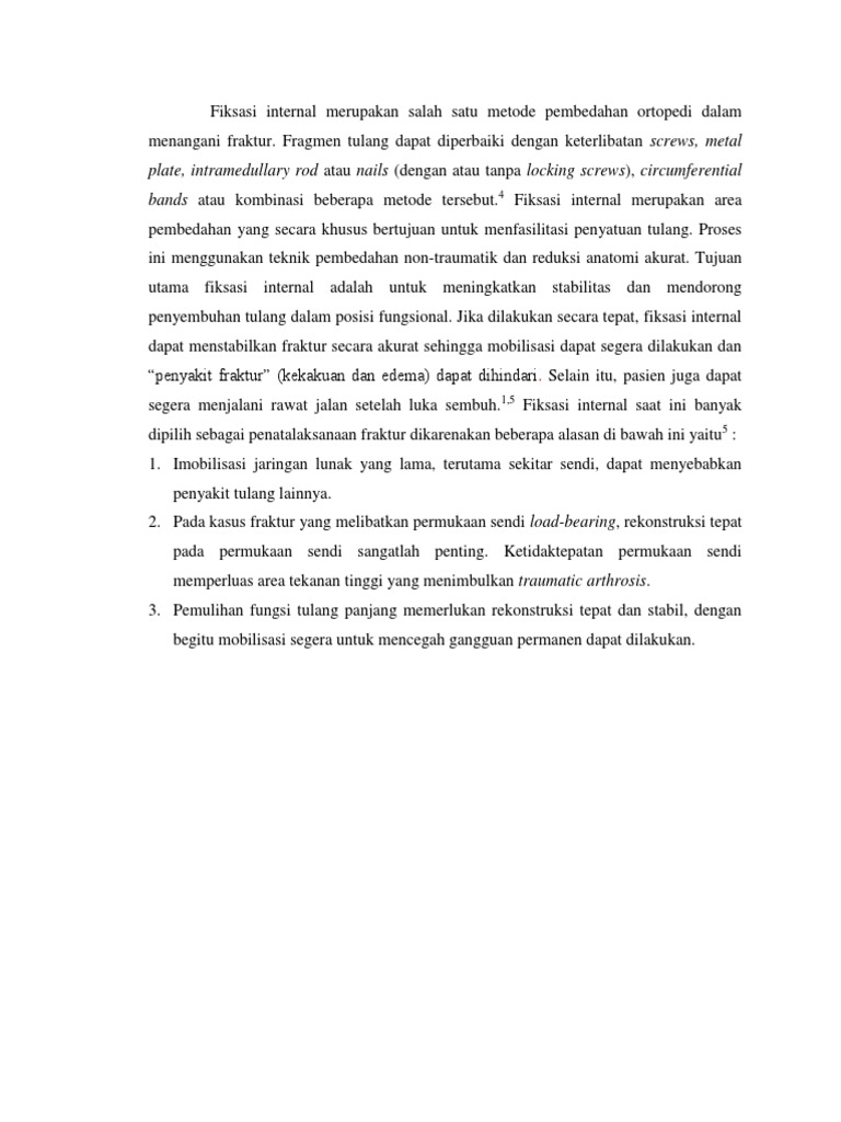 Fiksasi Internal: Metode Optimal Penanganan Fraktur | PDF