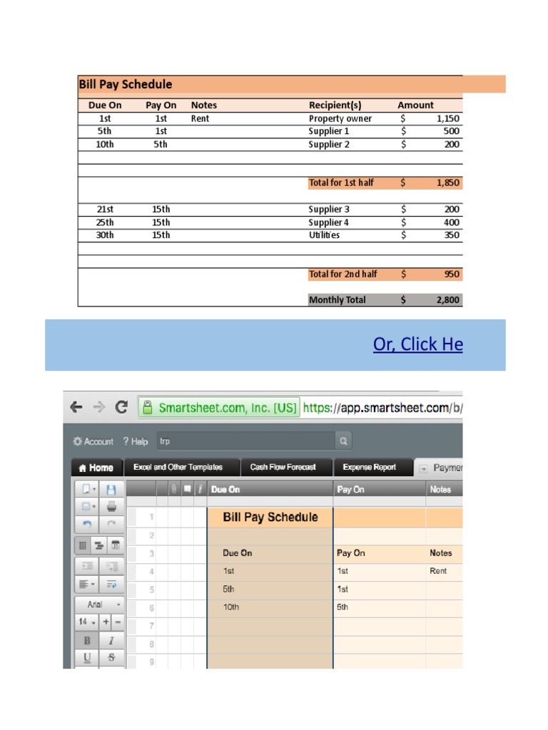 Or, Click Here To Create Your Payment Schedule in Smartsheet | PDF