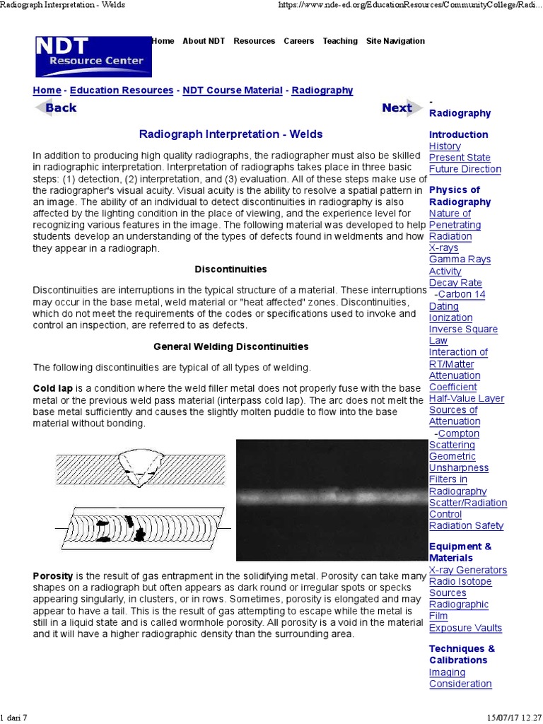 Radiograph Interpretation - Welds | PDF | Radiography | Welding