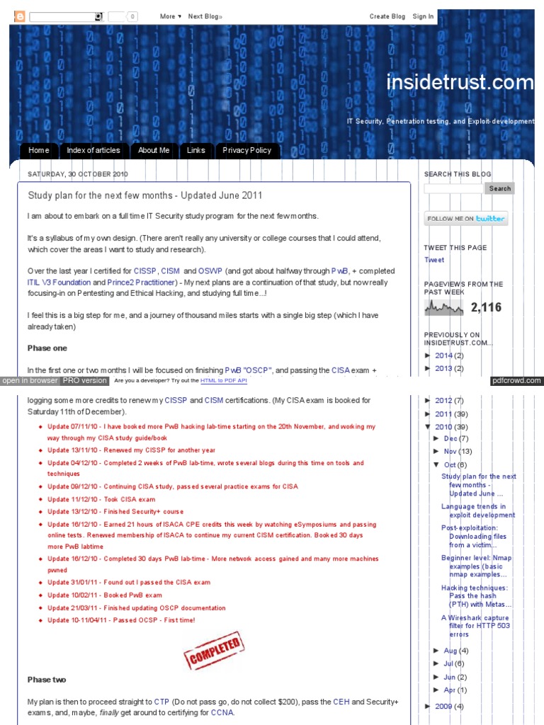 Oscp Schedule | PDF | Password | Computer Security