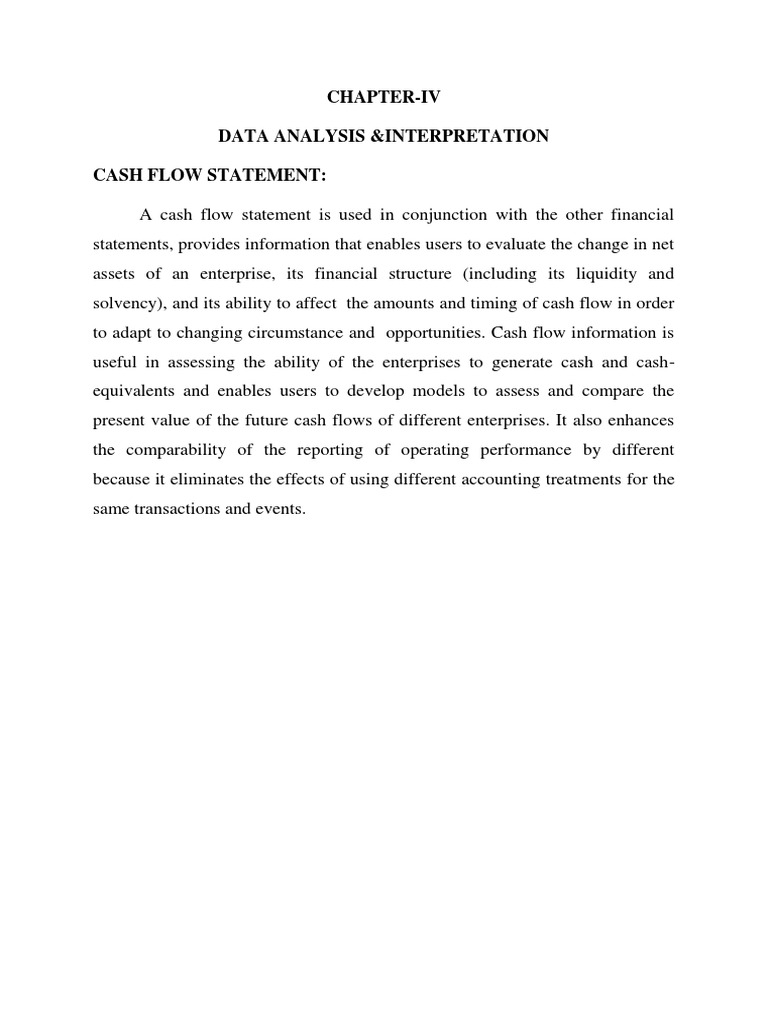 Chapter Iv Data Analysis Andinterpretation Cash Flow Statement Pdf 4901