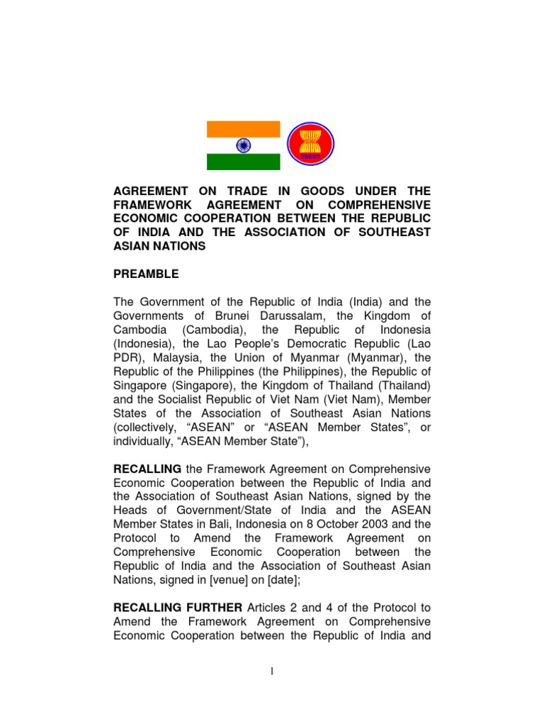 ASEAN-India Trade in Goods Agreement PDF | PDF | World Trade ...