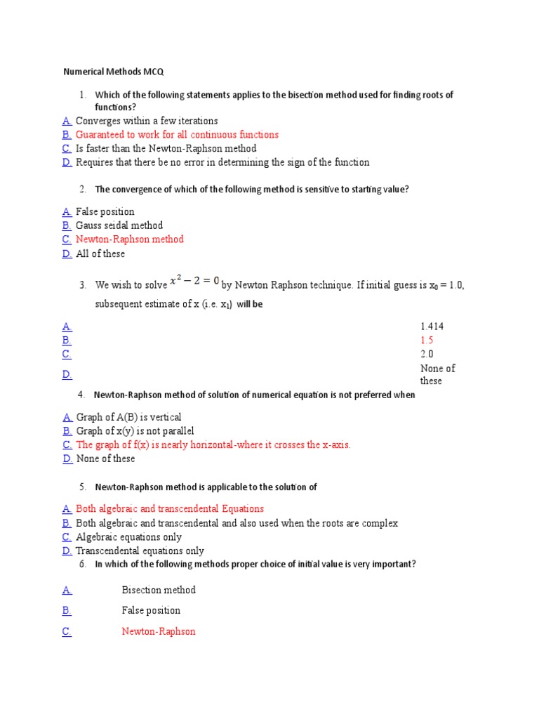 Numerical Methods MCQ | Download Free PDF | Numerical Analysis ...