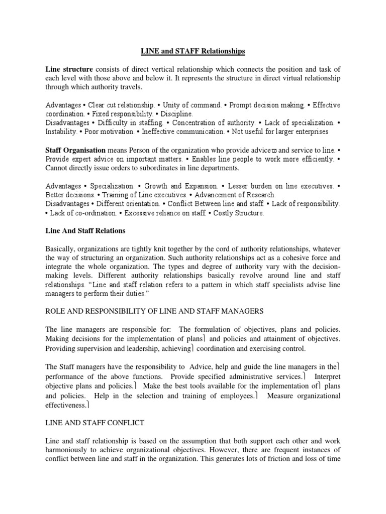 Line and Staff | PDF | Goal | Leadership